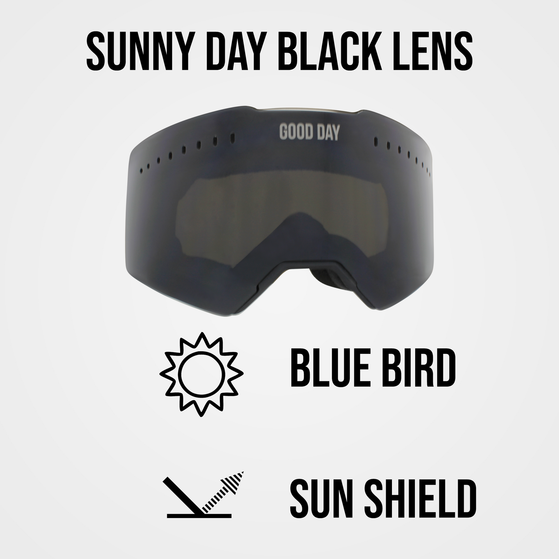 The Valorie Snow Goggle - Sunny Day Black Lens – Good Day Optics